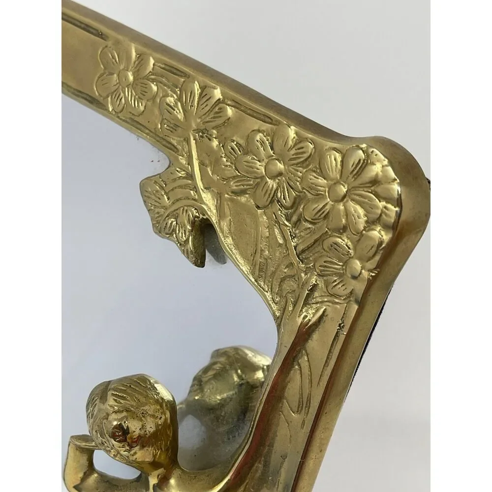 Accessories | Vtg Art Deco Nouveau Mirror Solid Brass Vanity Table Top ...